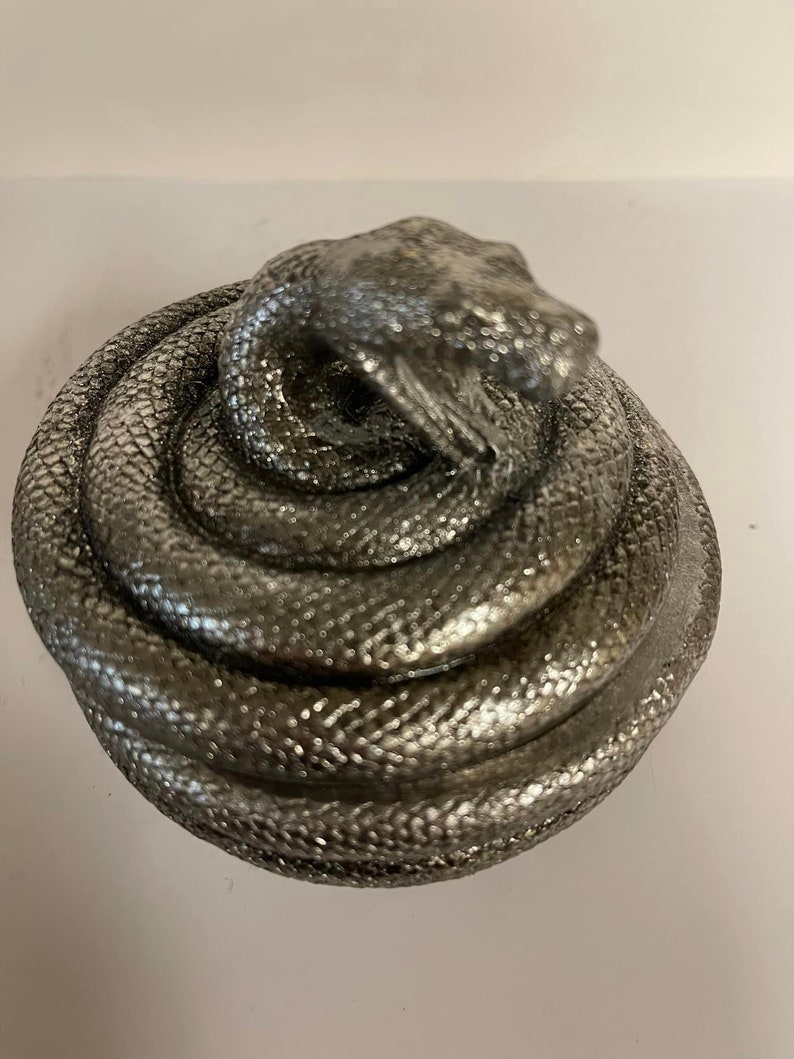 Amazing Unique Decor Egyptian Snake Trinket Box Lid Antiqued Silver ...