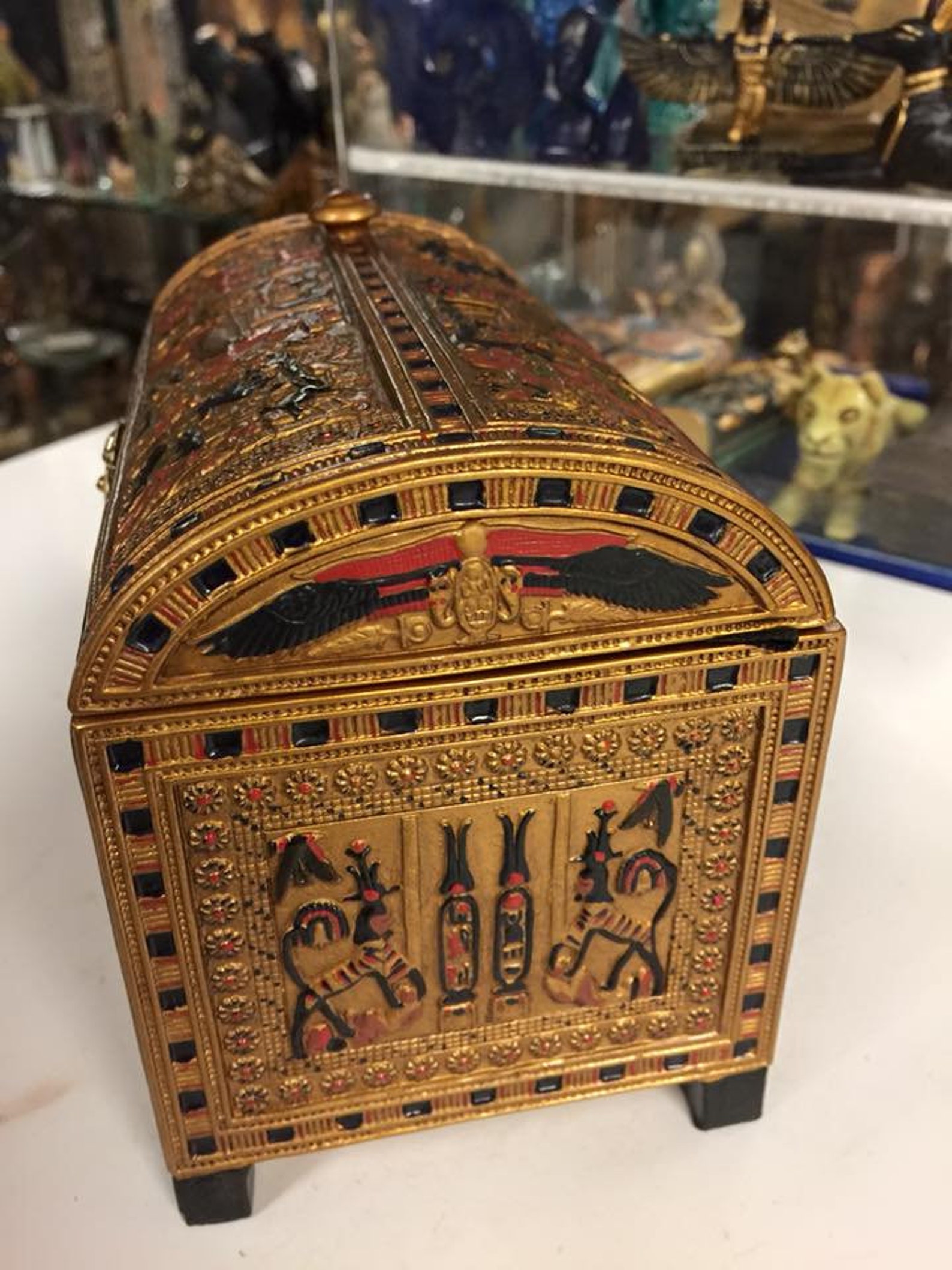 Unique Egyptian Trinket Box (king Tut Jewelry Box )heavy Hand Painted ...