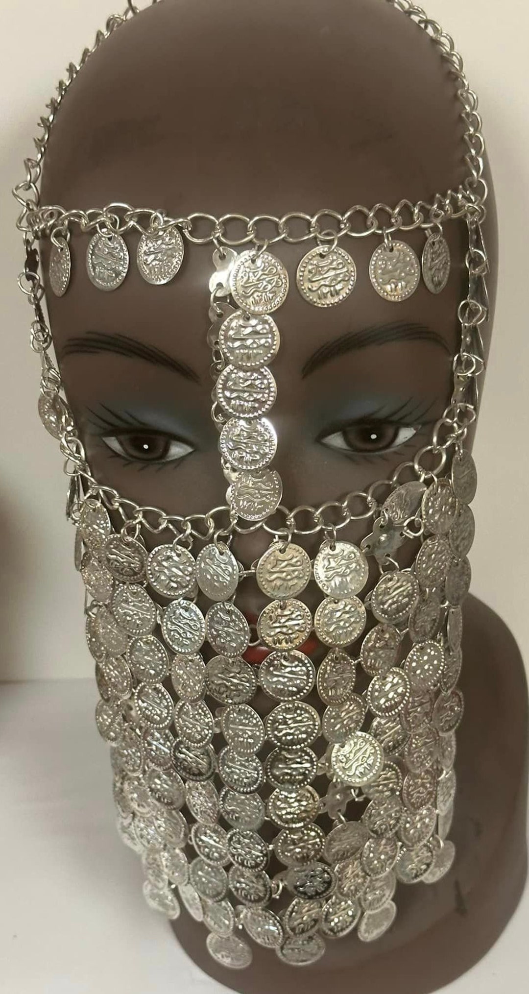 Egyptian Brass Silver Coin Face Veil Piece Made in Egypt - Etsy