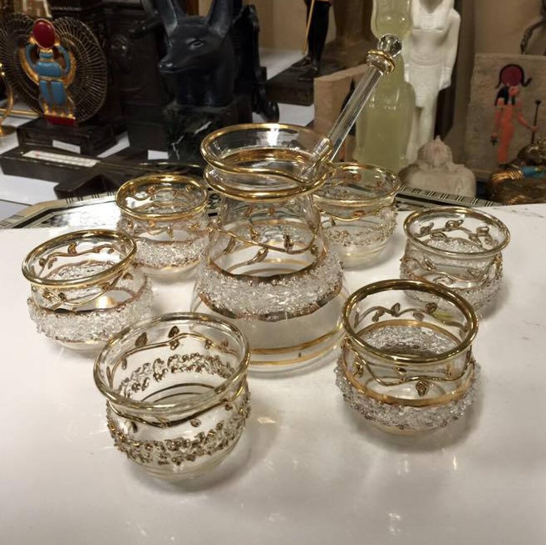Vintage Egyptian 7 Piece Coffee Set Glass"made in Egypt" - Etsy