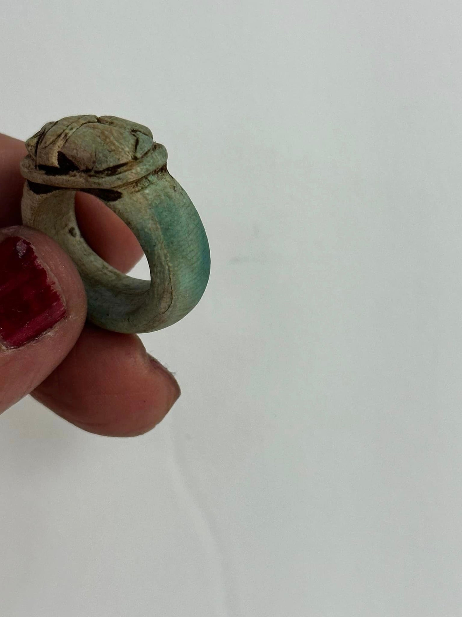 Unique Natural Limestone Ring Egyptian Scarab Size 7 1/2 Made in Egypt ...