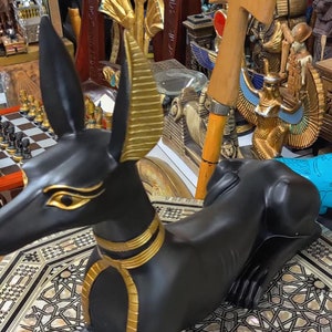 Unique Large Egyptian God Anubis Statue 21'' LX 14''H X 5'' W Hand ...