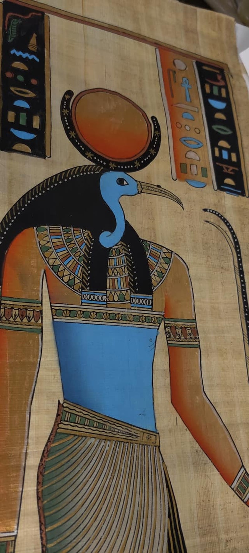 Vintage Papyrus Egyptian God Thoth Made in Egypt and Signed by the ...
