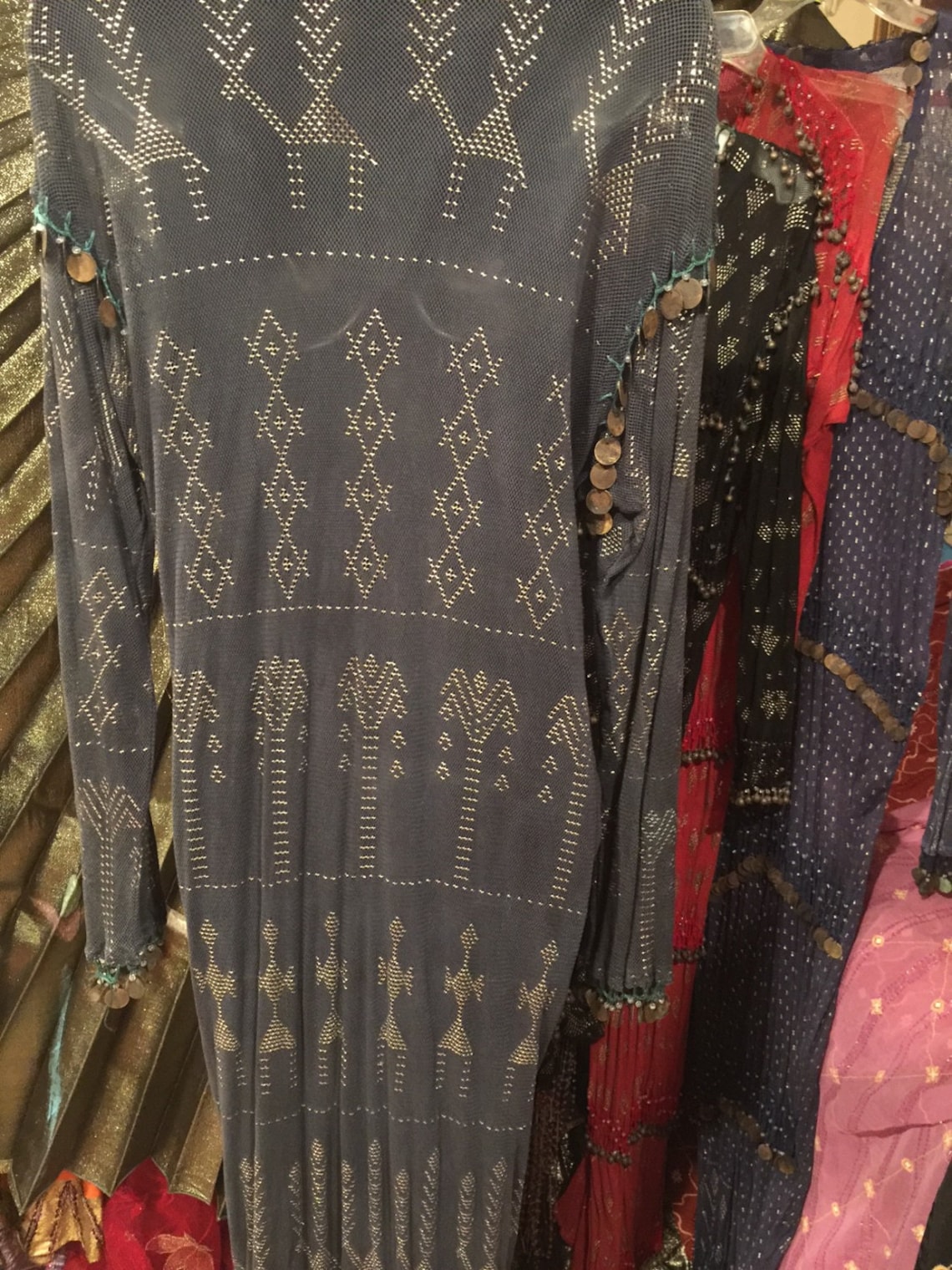 Vintage Green Dress Made of Assuit Fabric & Antique Old Balls | Etsy