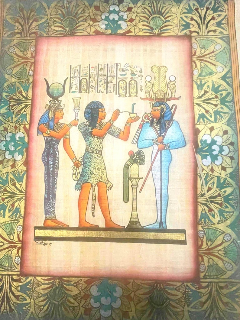 Vintage Egyptian Papyrus Made Signed by the Original Egyptian Artist ...