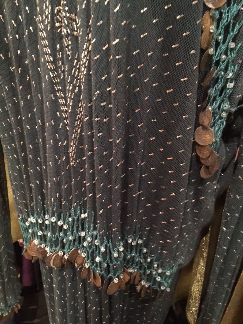 Vintage Green Dress Made of Assuit Fabric & Antique Old Coins - Etsy