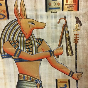 Unique L Signed Painted Papyrus GOD ANUBIS 23'' X 8'' Mad in Egypt - Etsy