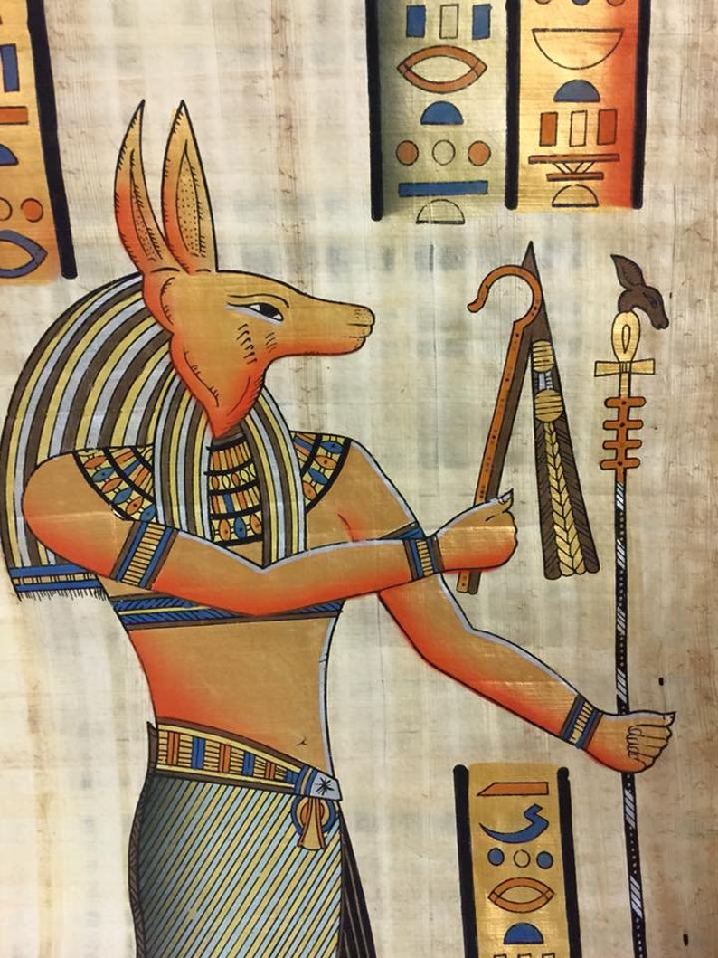 Unique L Signed Painted Papyrus GOD ANUBIS 23'' X - Etsy