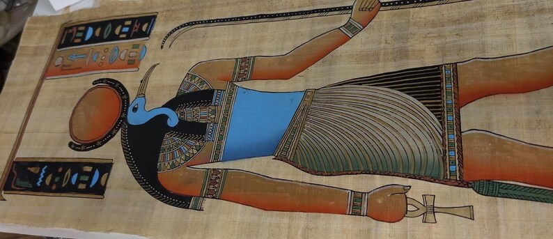 Vintage Papyrus Egyptian God Thoth Made in Egypt and Signed by the ...