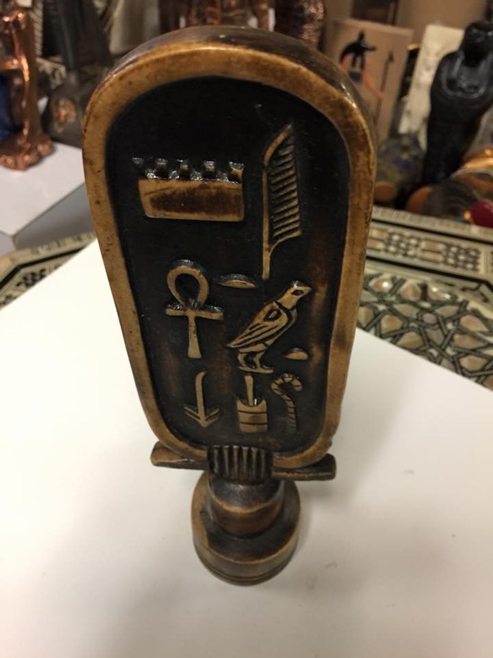 Unique King Tut CARTOUCHE Egyptian Statue Made in Egypt | Etsy