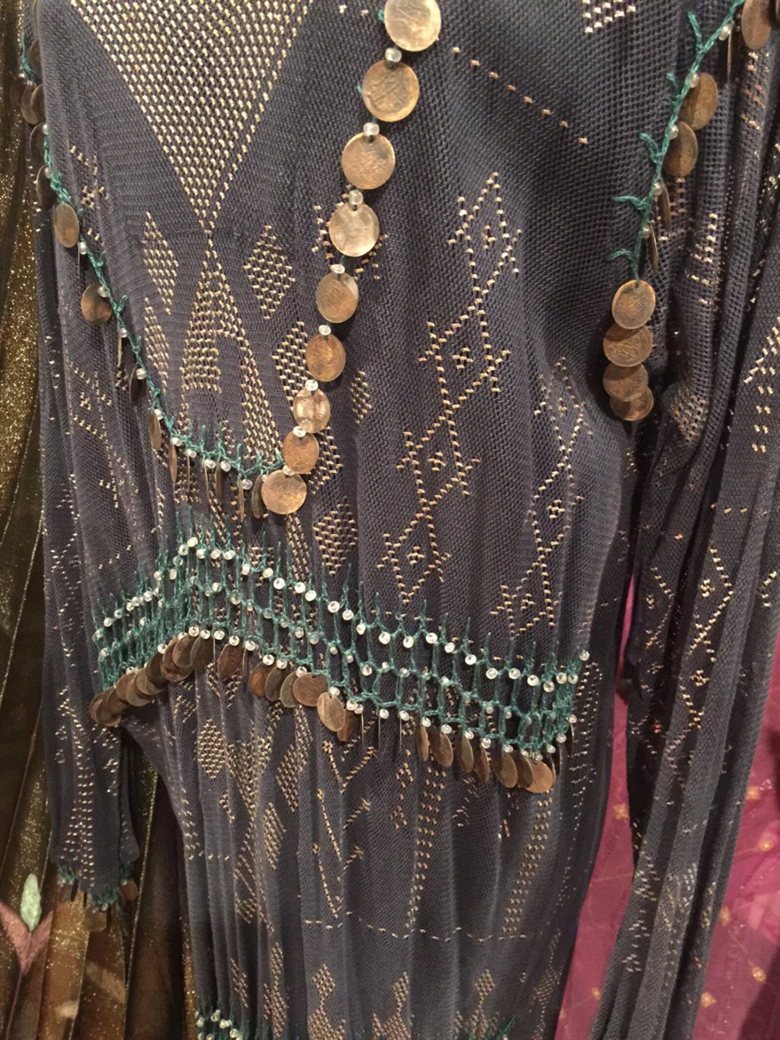 Vintage Green Dress Made of Assuit Fabric & Antique Old Balls | Etsy