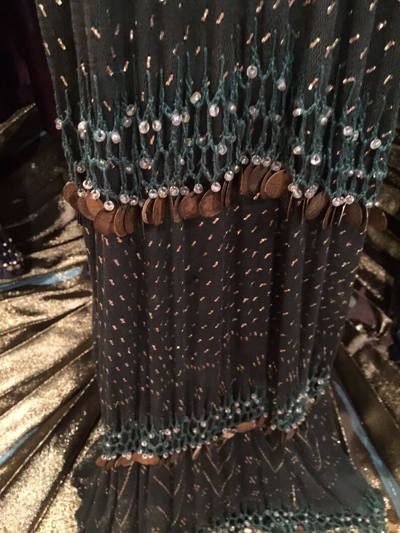 Vintage Green Dress Made of Assuit Fabric & Antique Old Coins - Etsy