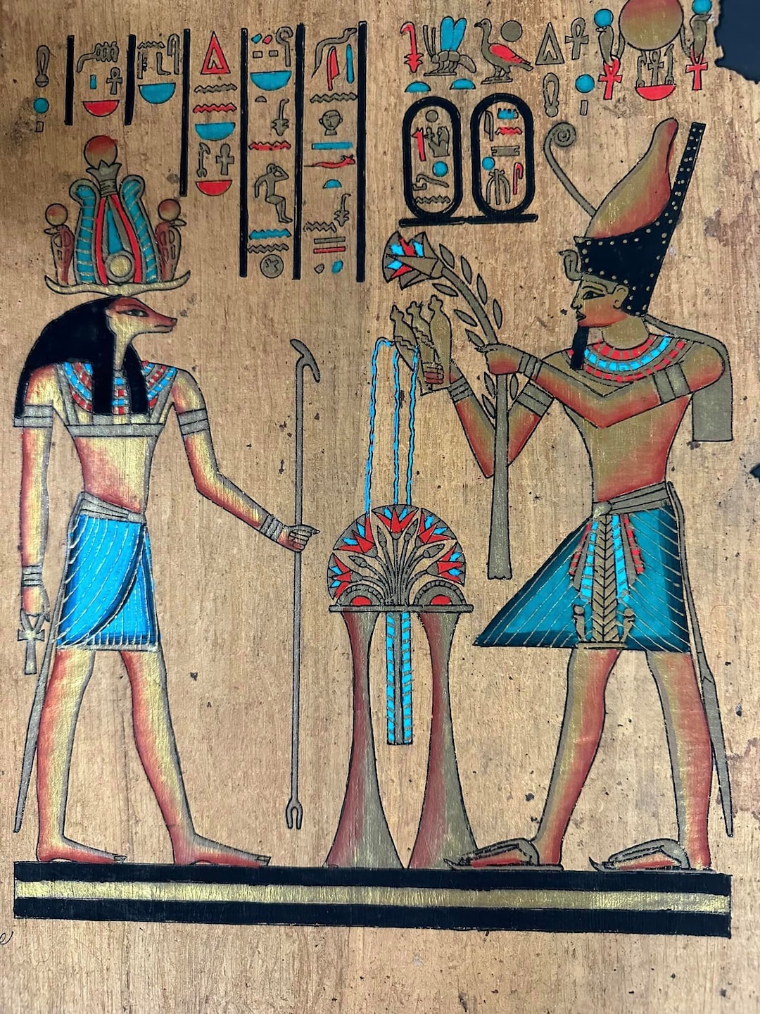 Vintage Hand Painted Egyptian Papyrus Made in Egypt and Signed by the ...