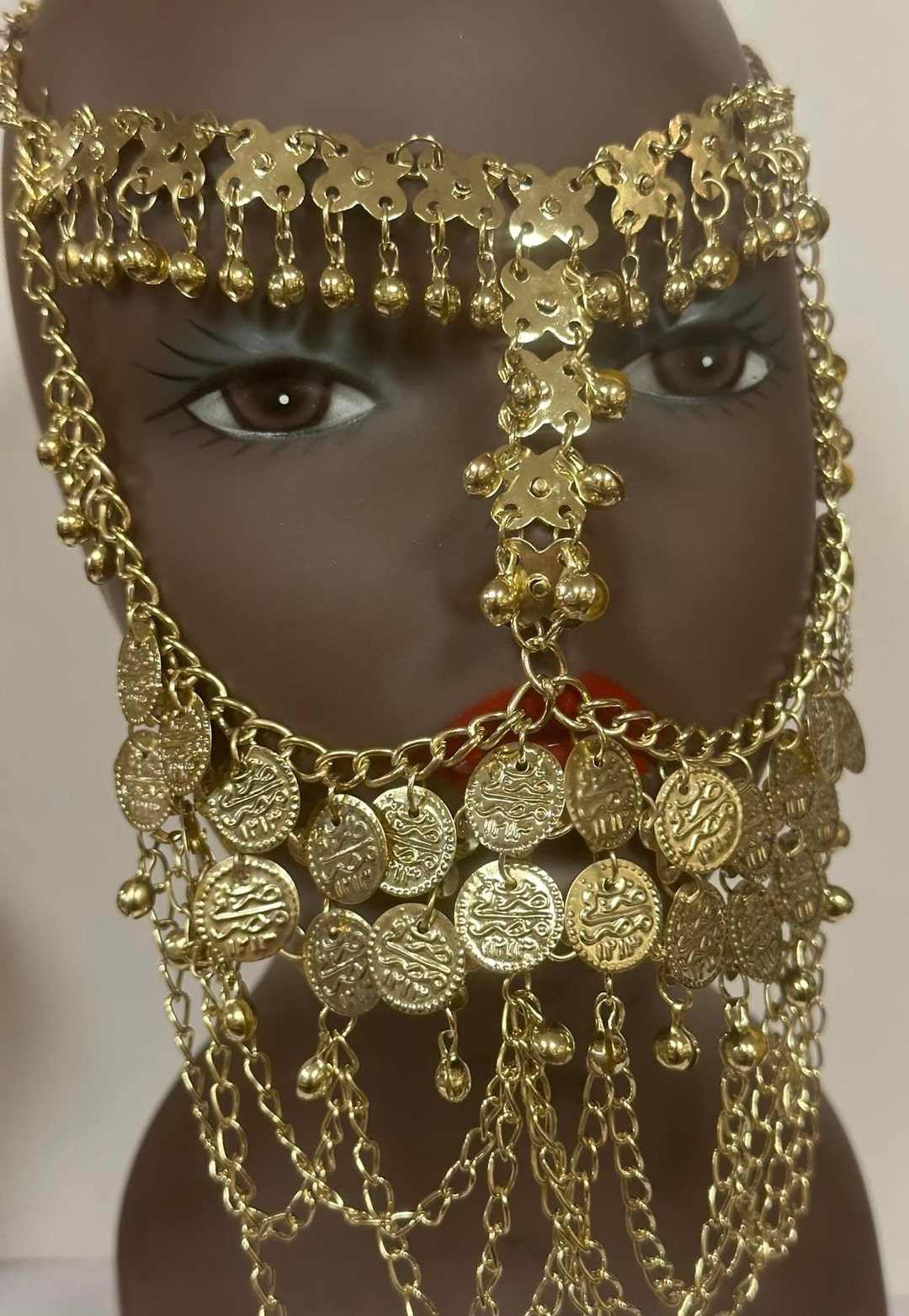 Unique Egyptian Brass Gold Coin Face Veil Piece Made in Egypt - Etsy