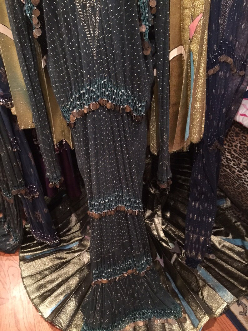 Vintage Green Dress Made of Assuit Fabric & Antique Old Coins - Etsy