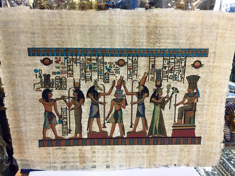 Vintage Papyrus Egyptian God Anubis 16''L X | Etsy