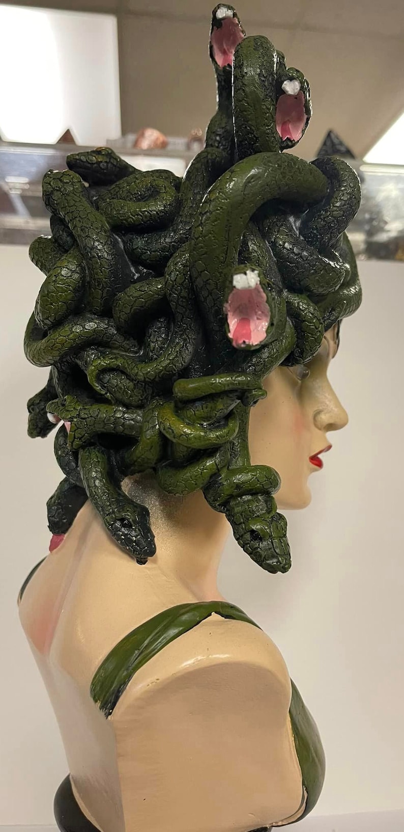 Unique Large Heavy Statue Medusa 15'' H Eyes Glow [battery-operated LED ...