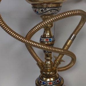 Egyptian Brass Mother of Pearl Inlay Round Hand Made Belly Dance Shisha ...