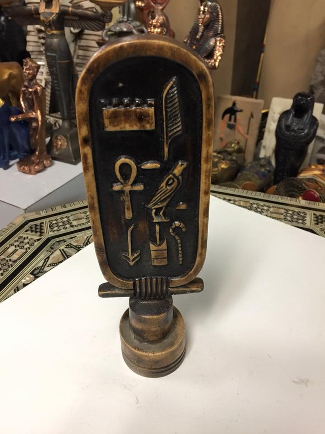 Unique King Tut CARTOUCHE Egyptian Statue Made in Egypt - Etsy