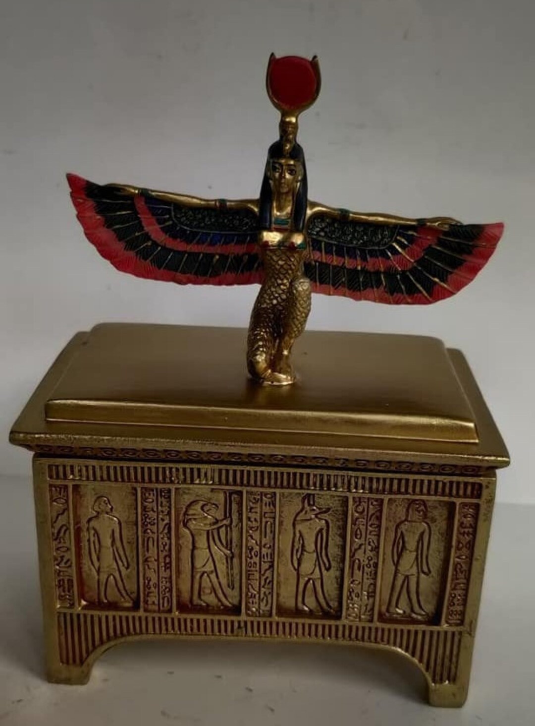 Unique Gold Leafed and Detailed Egyptian Goddess Isis Jewelry Box - Etsy