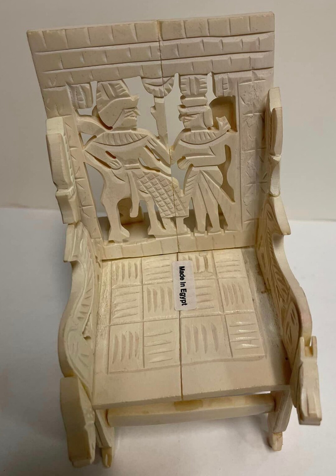 Unique Egyptian Hand Carved Camel Bone King Tut Decoration Chair 7'' H ...