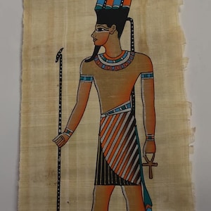 Vintage Hand Painted Papyrus Egyptian God Amun Ra 16'' X 7'' Made in ...