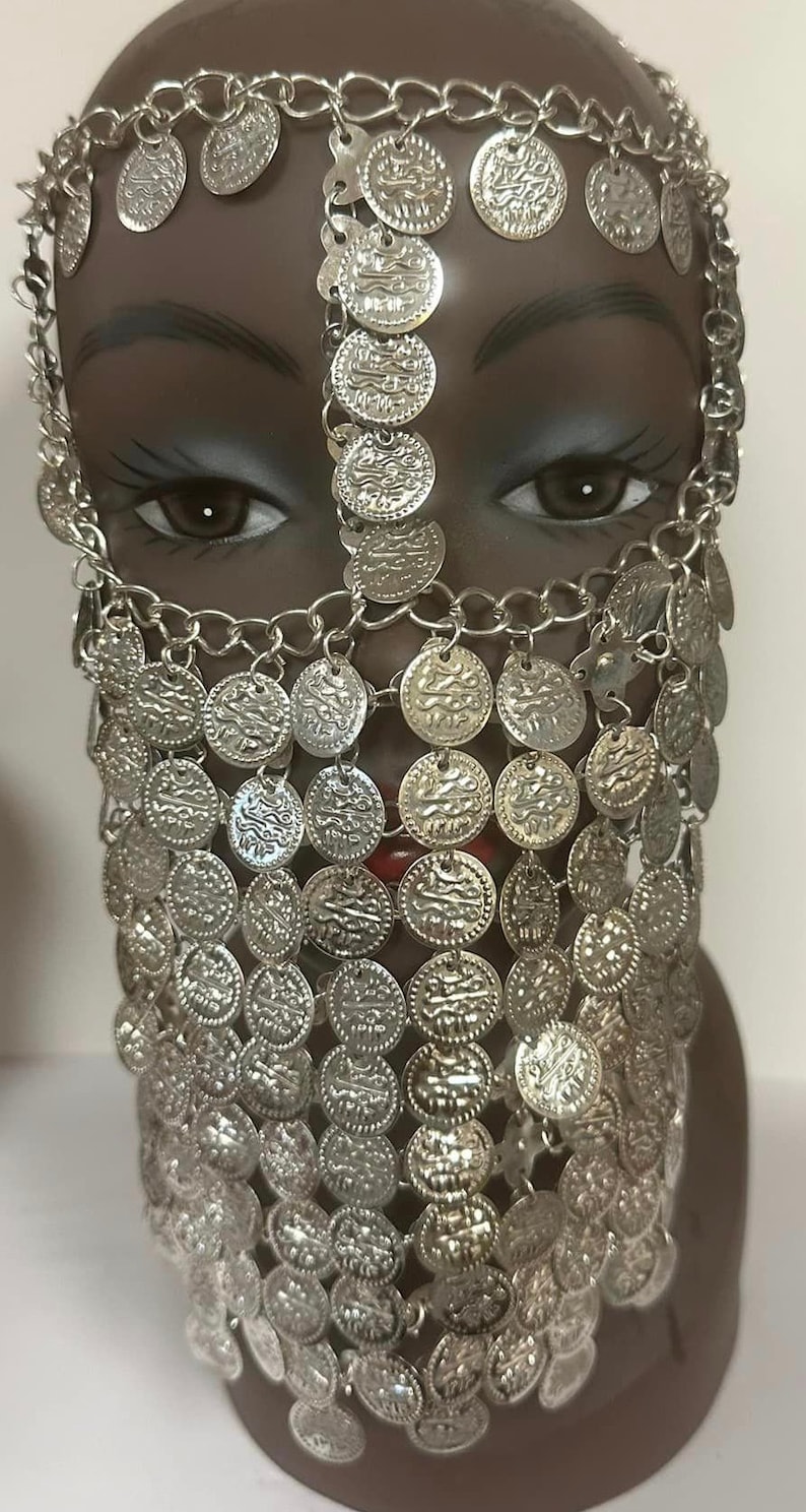 Egyptian Brass Silver Coin Face Veil Piece Made in Egypt - Etsy