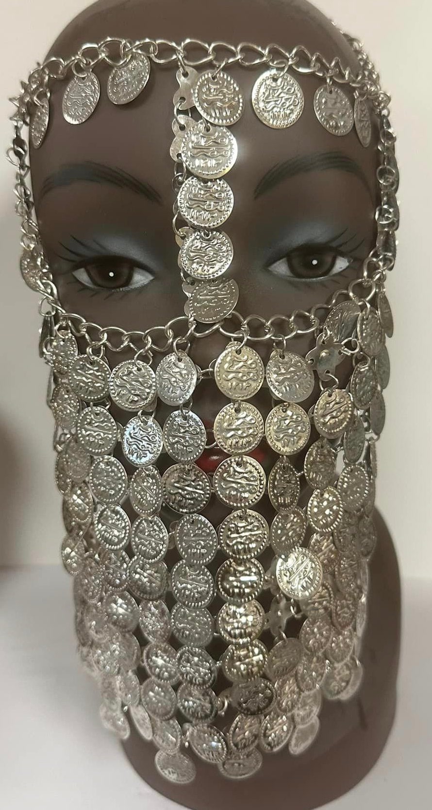 Egyptian Brass Silver Coin Face Veil Piece Made in Egypt - Etsy