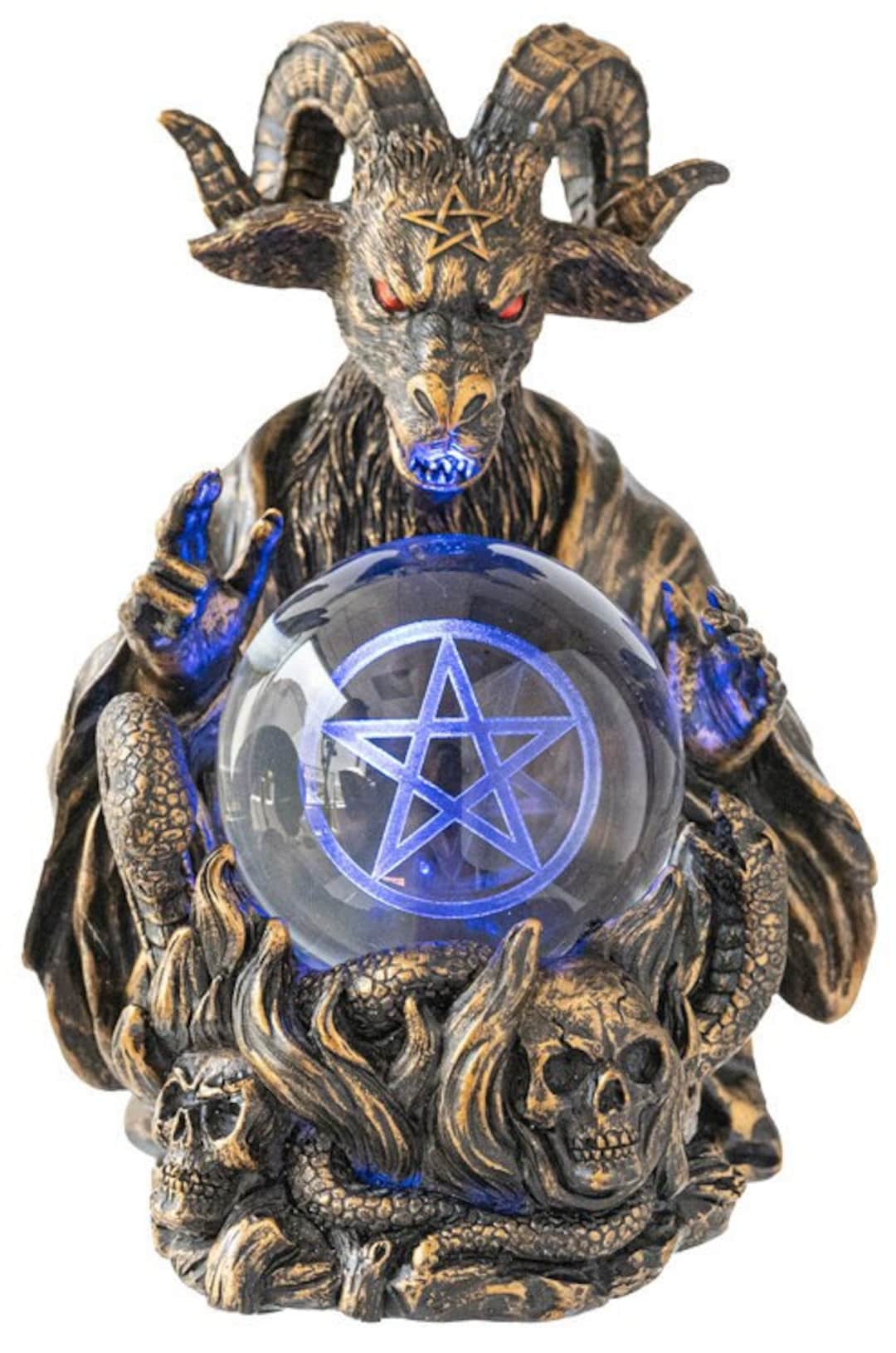 Unique Art Hand Carved BAPHOMET With Led Ball Statue Home Decoration - Etsy