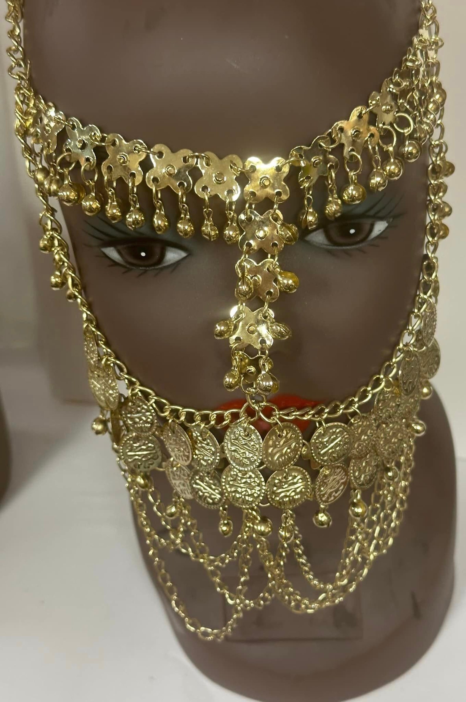 Unique Egyptian Brass Gold Coin Face Veil Piece Made in Egypt - Etsy