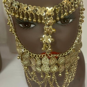 Unique Egyptian Brass Gold Coin Face Veil Piece Made in Egypt - Etsy