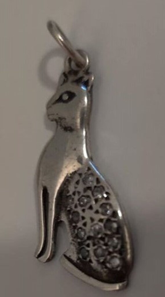 Unique Solid Silver Egyptian Egyptian CAT With CZ 1 | Etsy