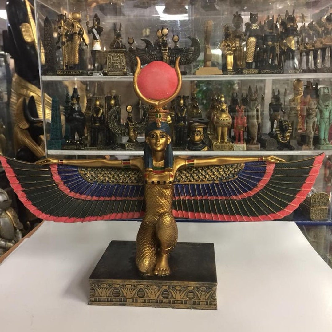 Unique Egyptian Goddess Isis Statue Hand Carved - Etsy