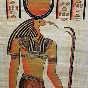 Unique Hand Painted Papyrus Egyptian God Thoth Made in Egypt and Signed ...