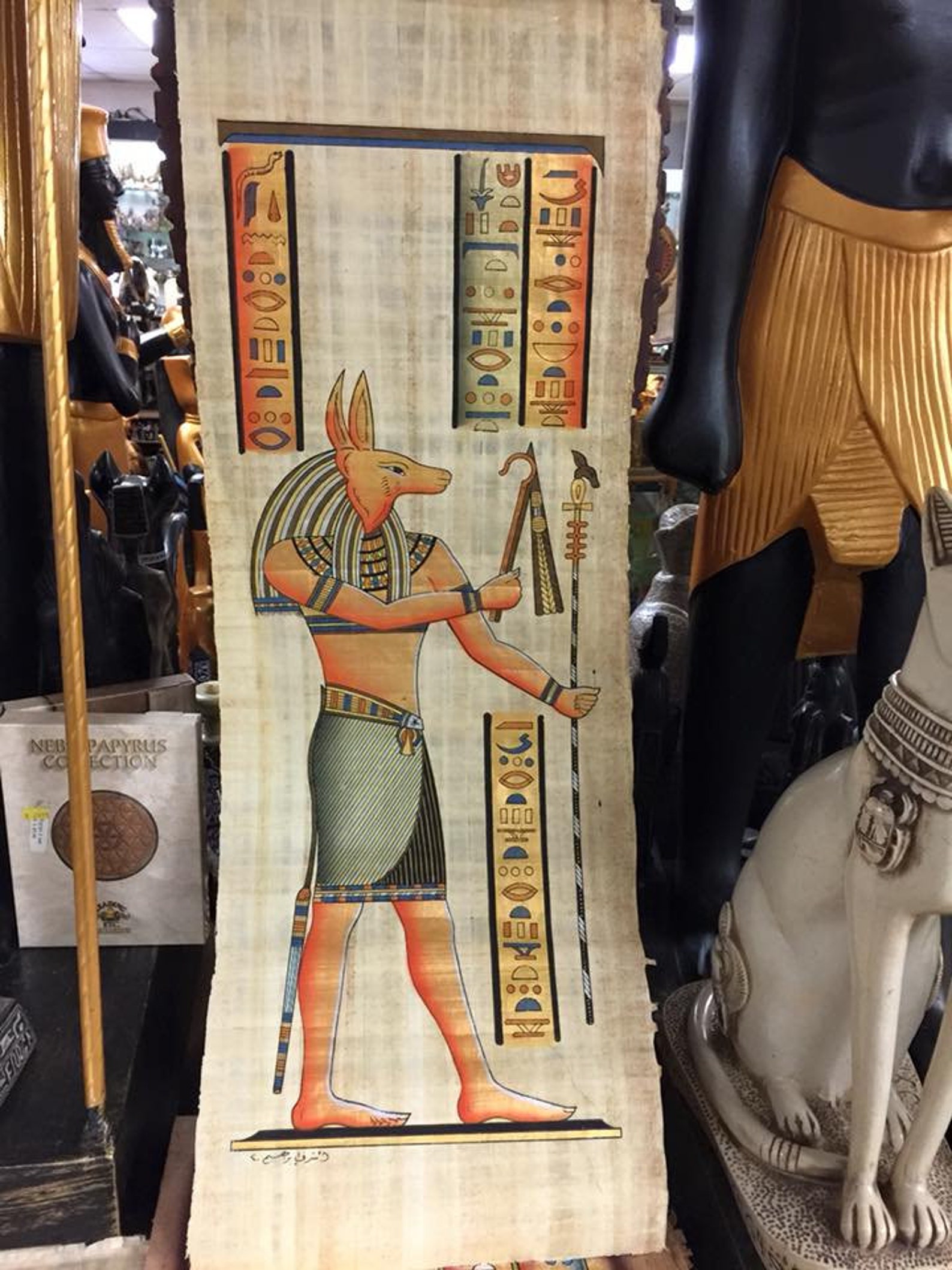 Unique L Signed Painted Papyrus GOD ANUBIS 23'' X - Etsy UK