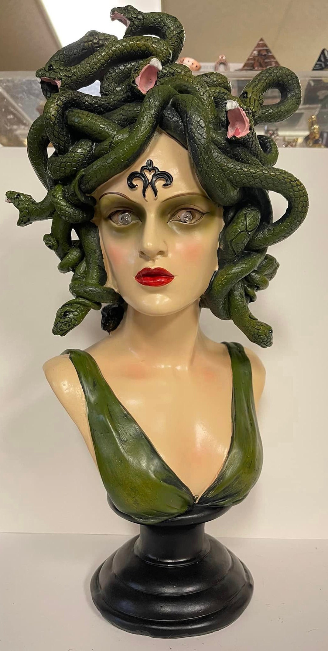 Unique Large Heavy Statue Medusa 15'' H Eyes Glow [battery-operated LED ...