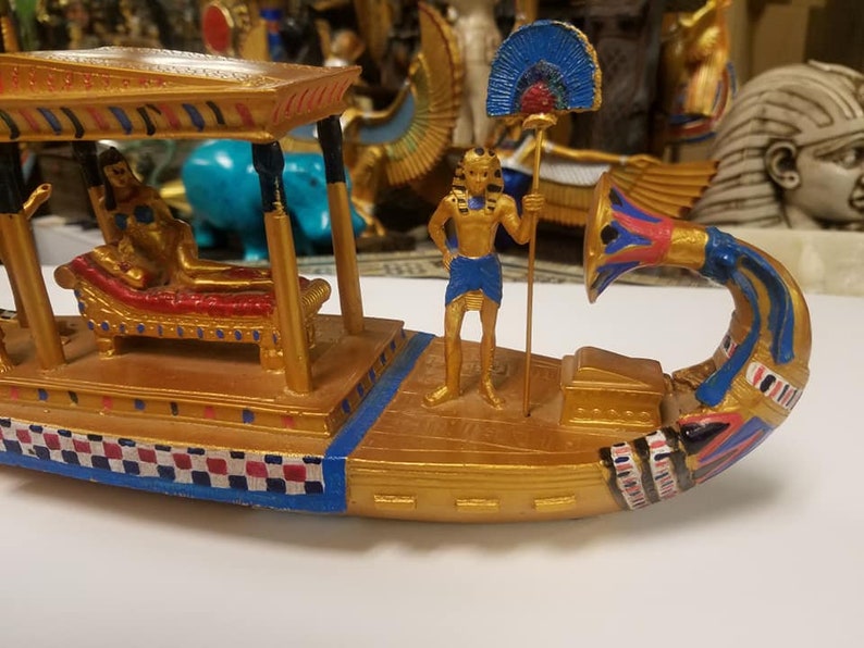 Unique 12'' L Egyptian Cleopatra Boat Statue Made in - Etsy