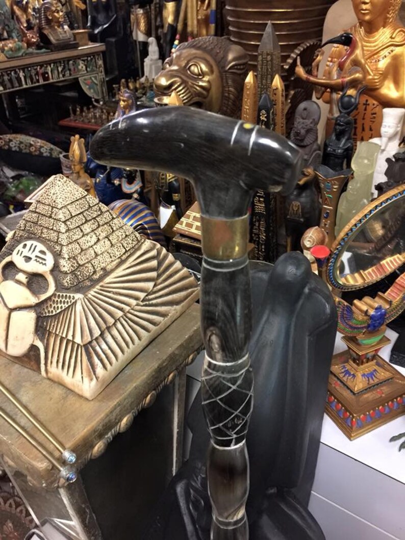 Vintage Egyptian Buffalo Horn Walking Cane Stick 36 Tall Made - Etsy