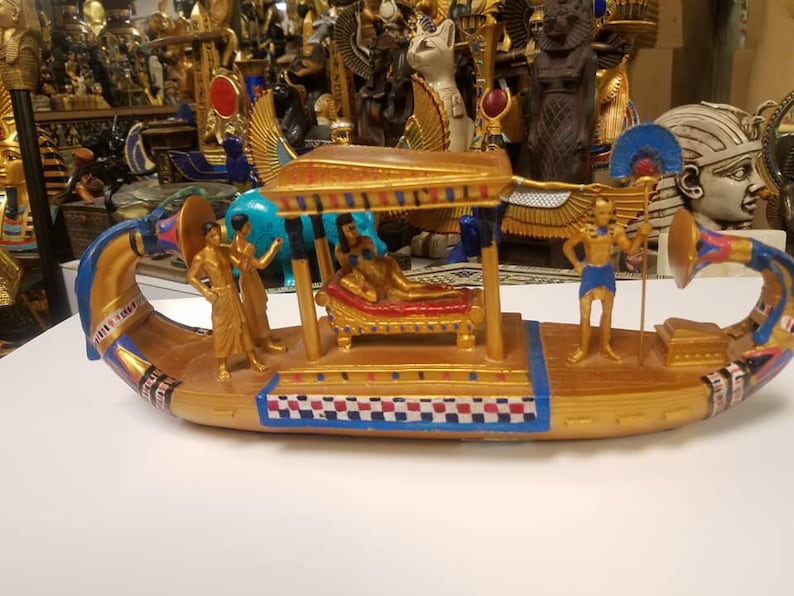 Unique 12'' L Egyptian Cleopatra Boat Statue Made in - Etsy