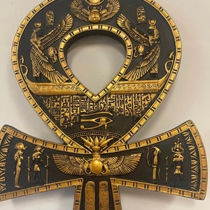 Unique Large Egyptian Ankh Hand Painted and Detailed 15'' L Made in ...