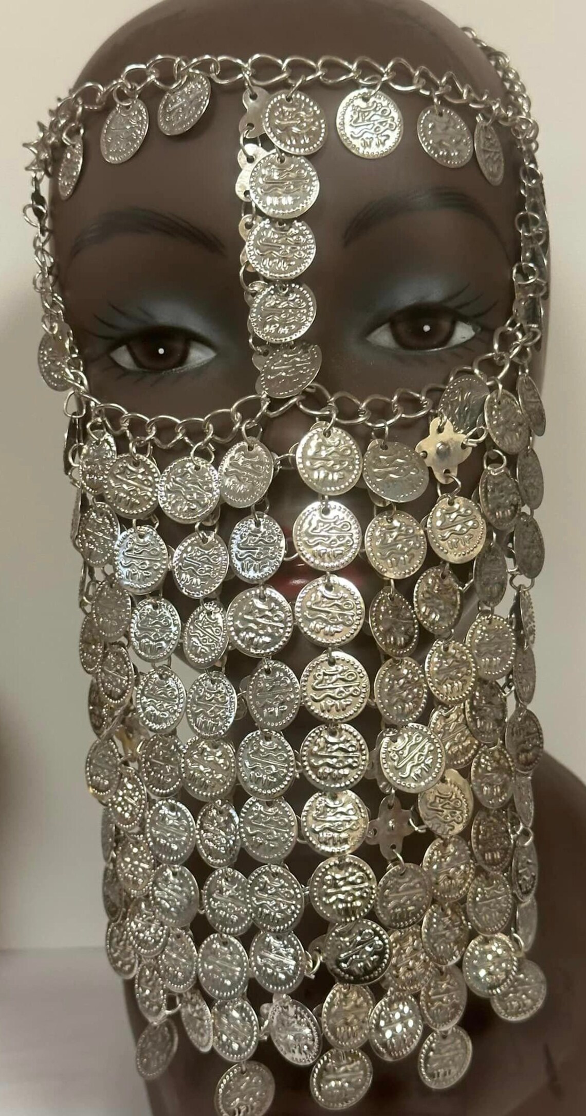 Egyptian Brass Silver Coin Face Veil Piece Made in Egypt - Etsy