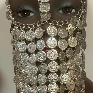 Egyptian Brass Silver Coin Face Veil Piece Made in Egypt - Etsy