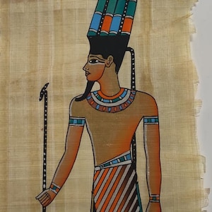 Vintage Hand Painted Papyrus Egyptian God Amun Ra 16'' X 7'' Made in ...