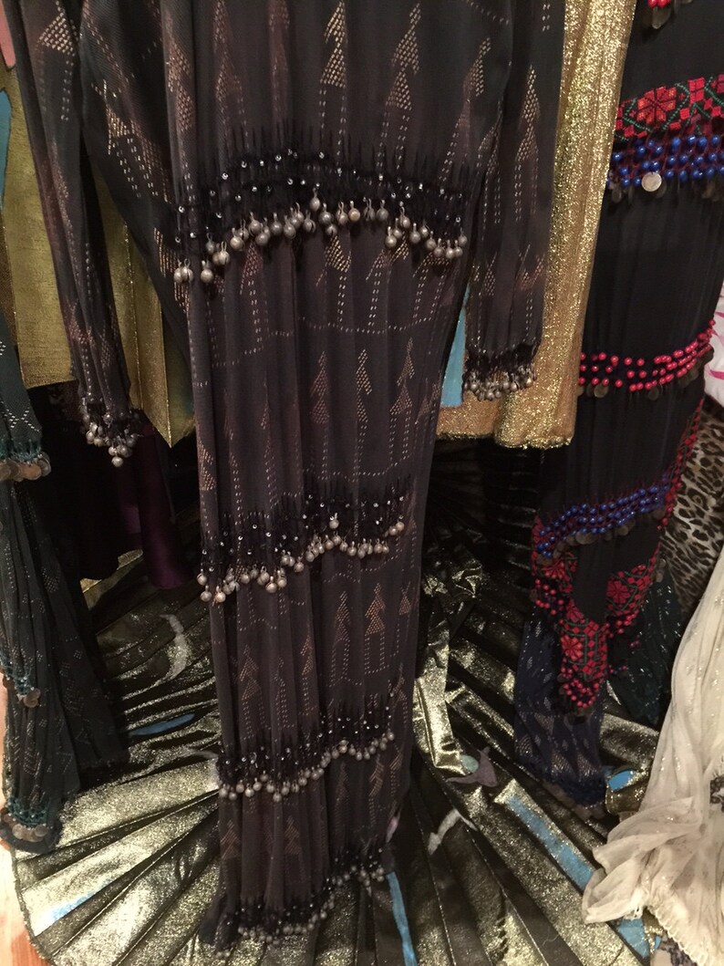 Vintage Black Dress Made of Assuit Fabric & Antique Old Balls - Etsy