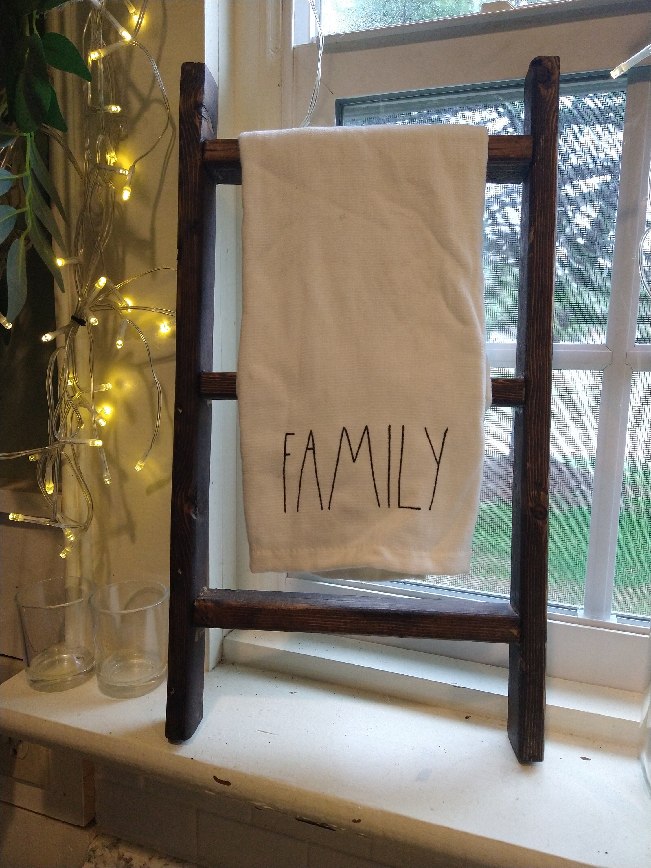 Rustic Farmhouse Tea Towel Ladder Perfect Kitchen Storage and Display ...