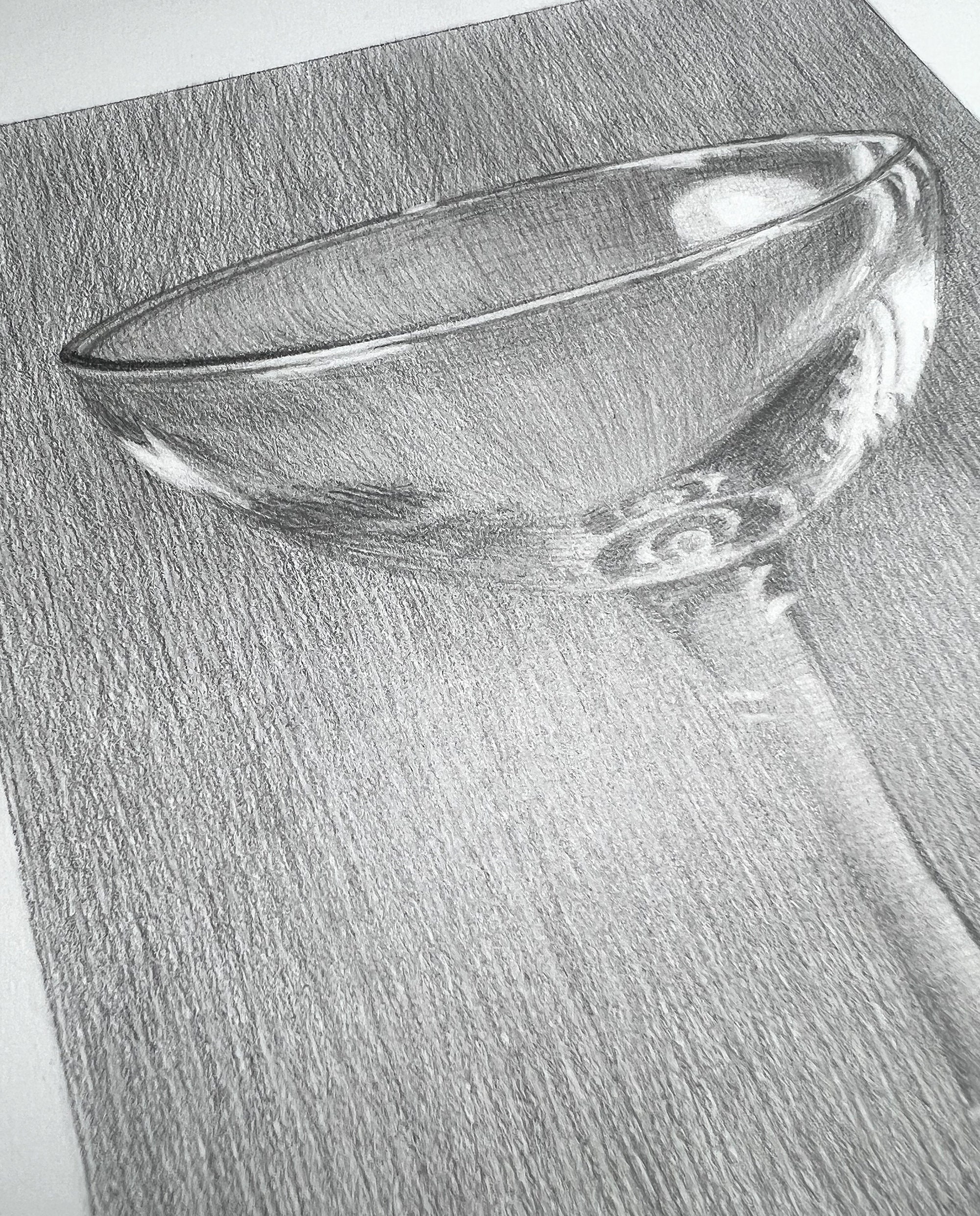 Graphite Pencil Drawing Original Still Life Kitchen Glass White Art ...