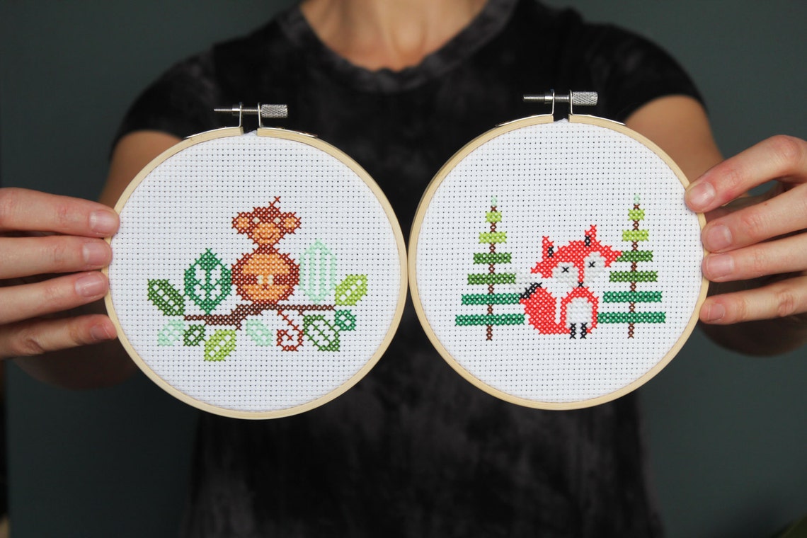 Mini Monkey Modern Kids Counted Cross Stitch Kit Easy - Etsy