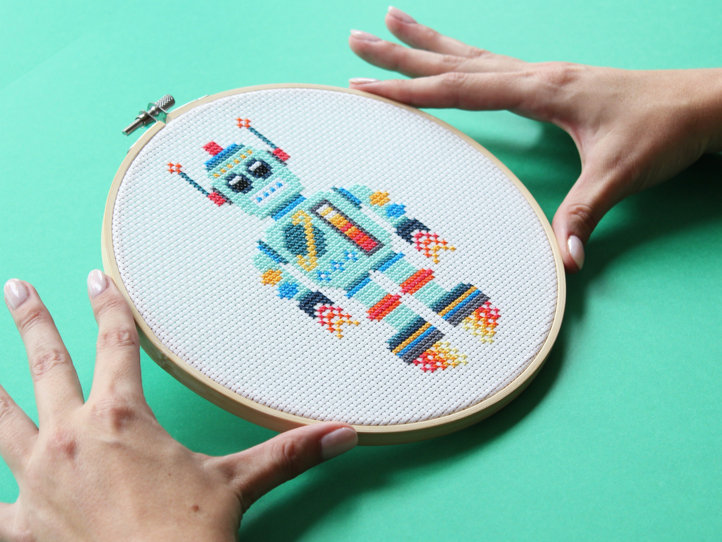 Space Bot Easy Beginner Cross Stitch Kit Robot Cross - Etsy Canada