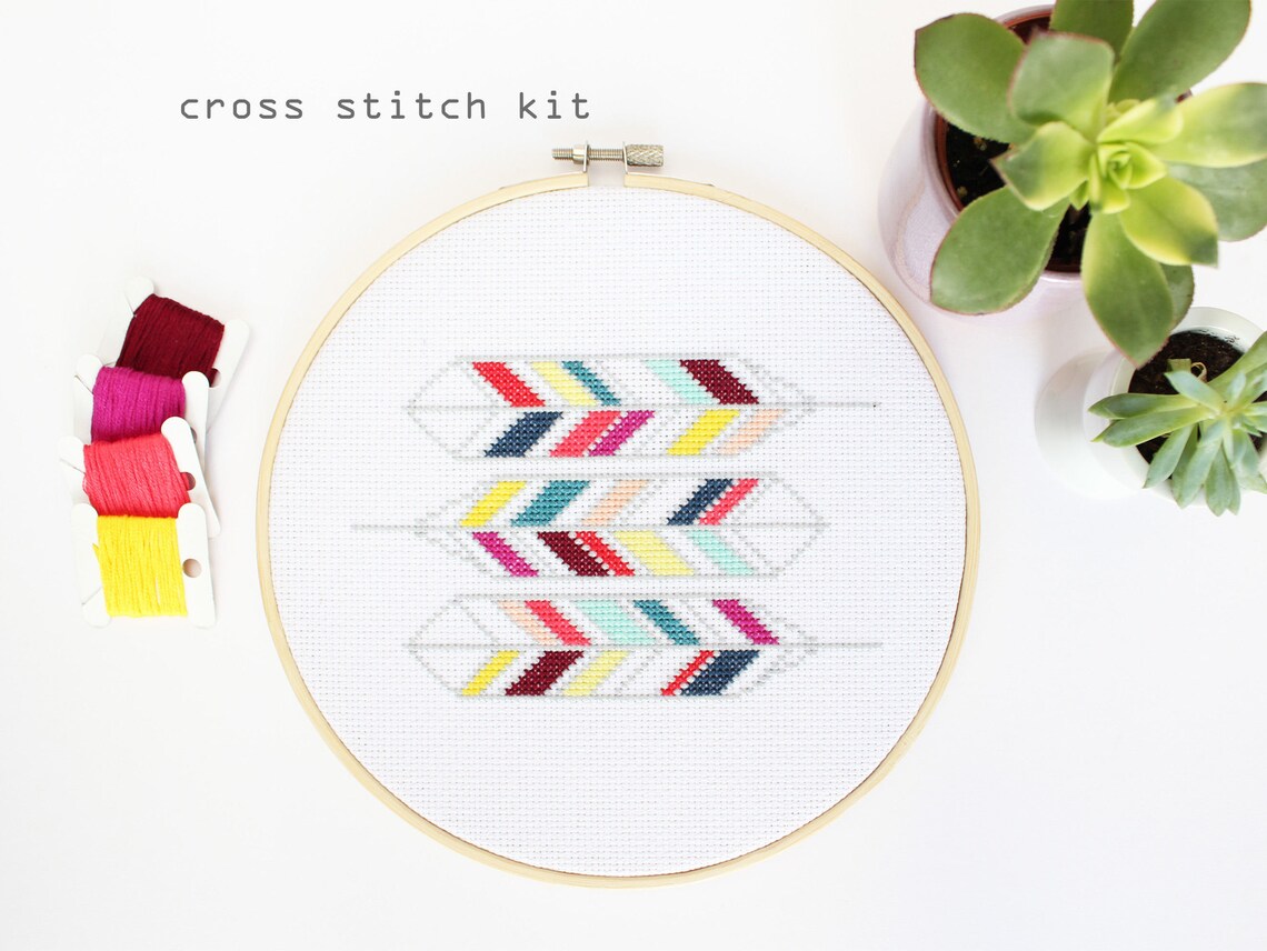 Geometric Feathers 2 - Modern DIY Cross Stitch Kit - Beginners Cross ...
