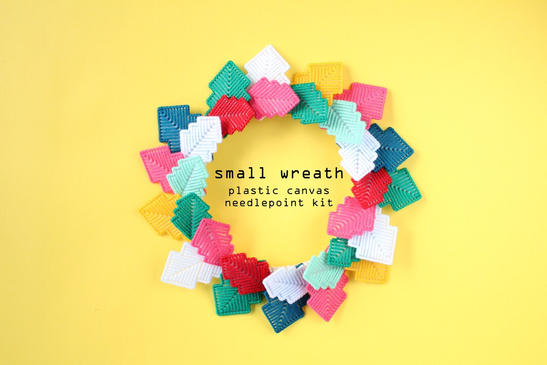 Small Wreath Plastic Canvas Needlepoint Kit Beginner Kit - Etsy